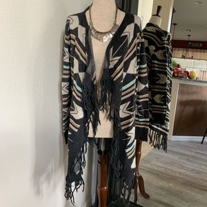 Angie | Sweaters | Angie Wool Blend Open Front Tribal Print Cardigan ...